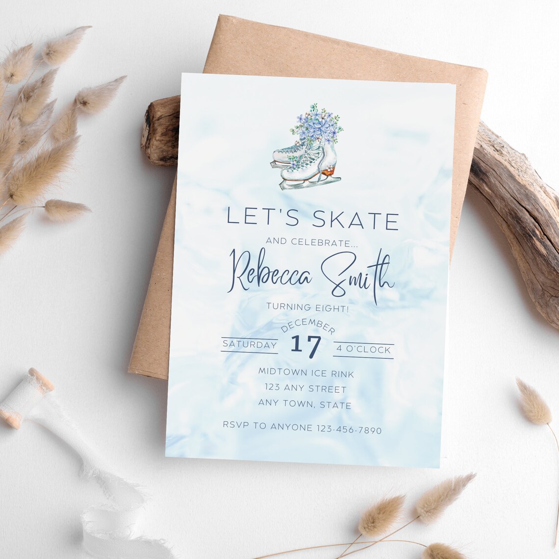 Ice Skating Birthday Party Invitation Template Skate Party - Etsy