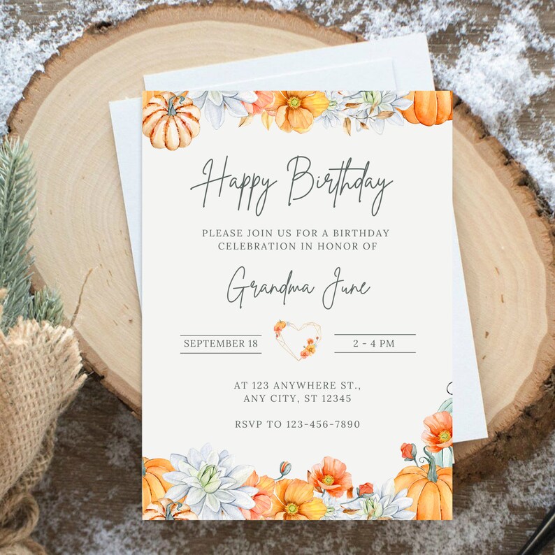 September Birthday Invitations, Invite for Grandma, 60th Template ...