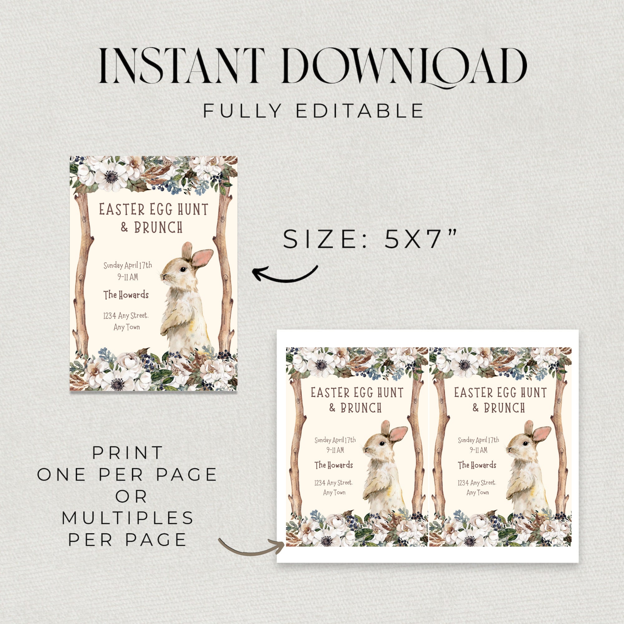 Easter Egg Hunt Invitation Template, Instant Download, Canva, Printable ...