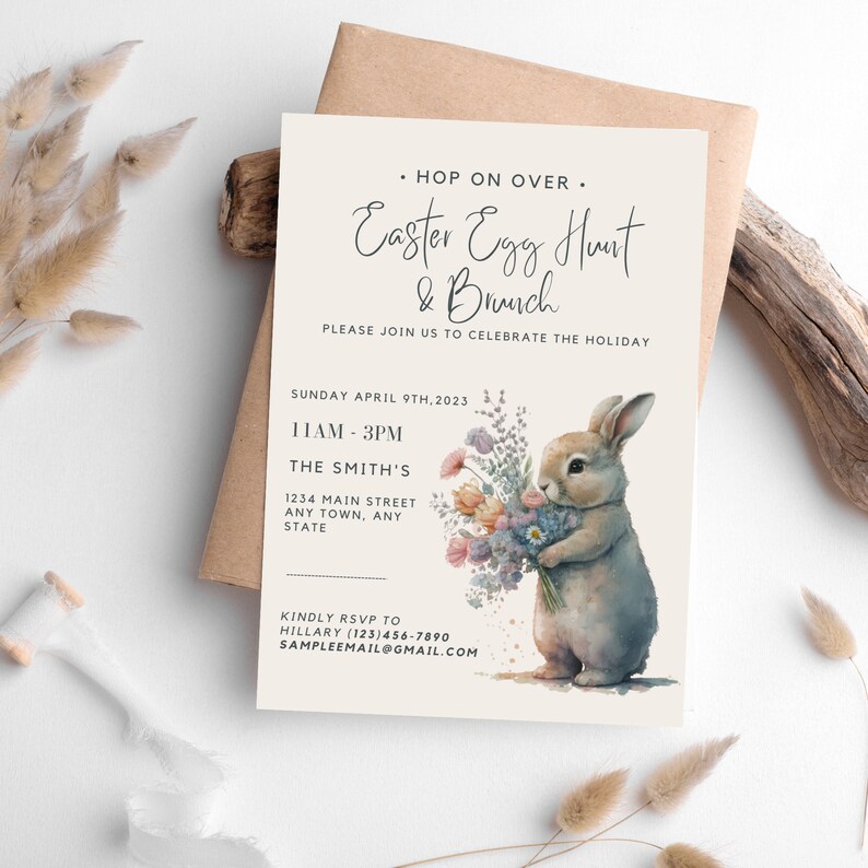 Easter Egg Hunt Invitation Template, Easter Brunch Egg Hunt Invite ...