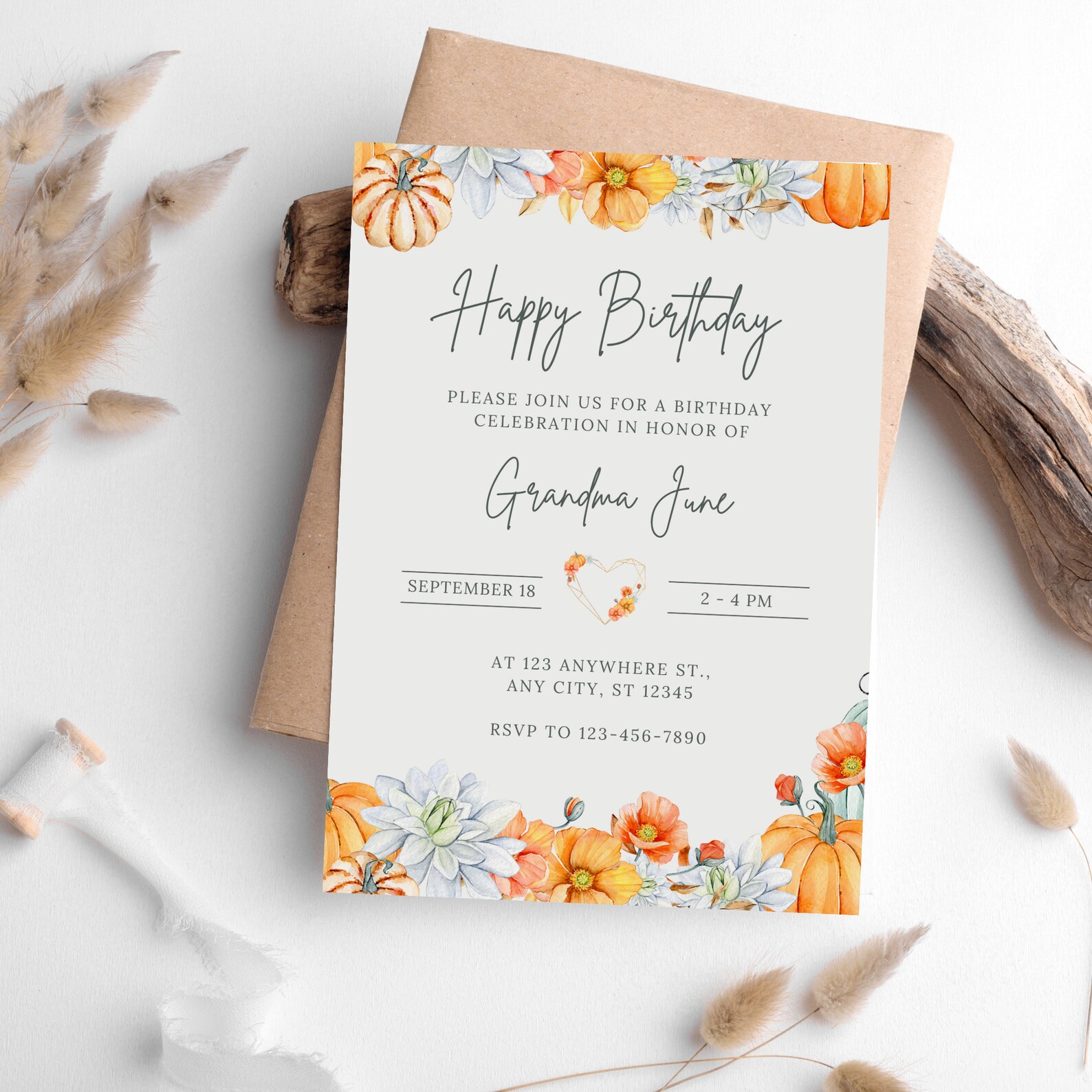 September Birthday Invitations, Invite for Grandma, 60th Template ...