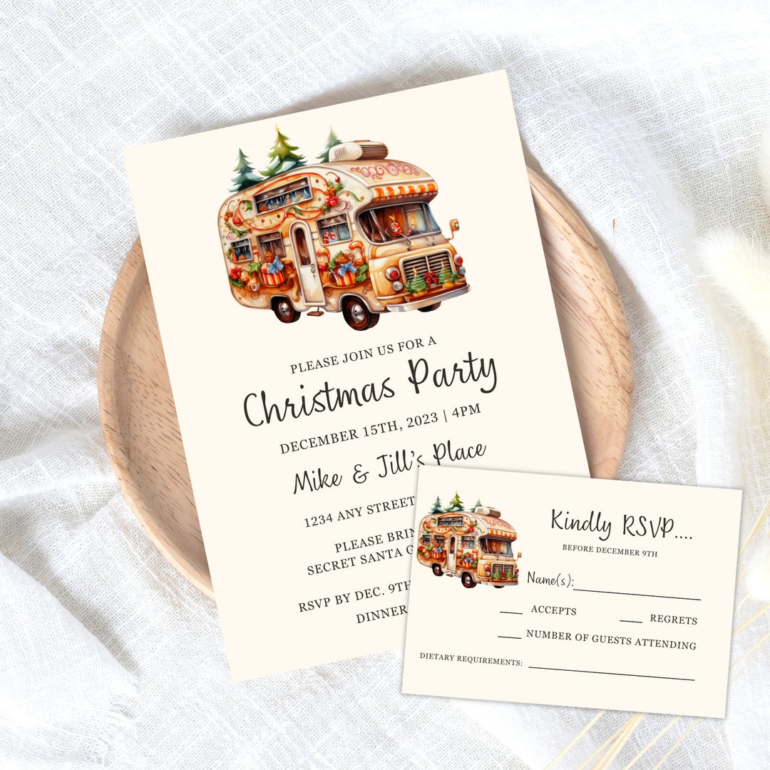 Camper RV Christmas Party Invitation Download With Matching RSVP Card ...