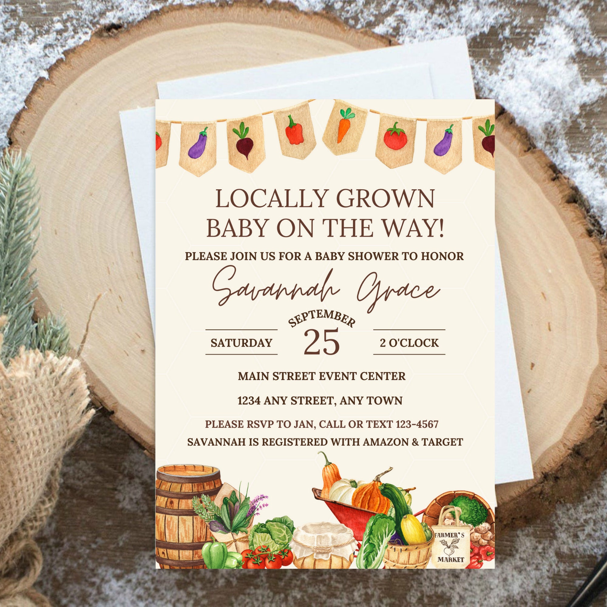 Locally Grown Baby Shower Invitation, Locally Grown Baby Invite ...
