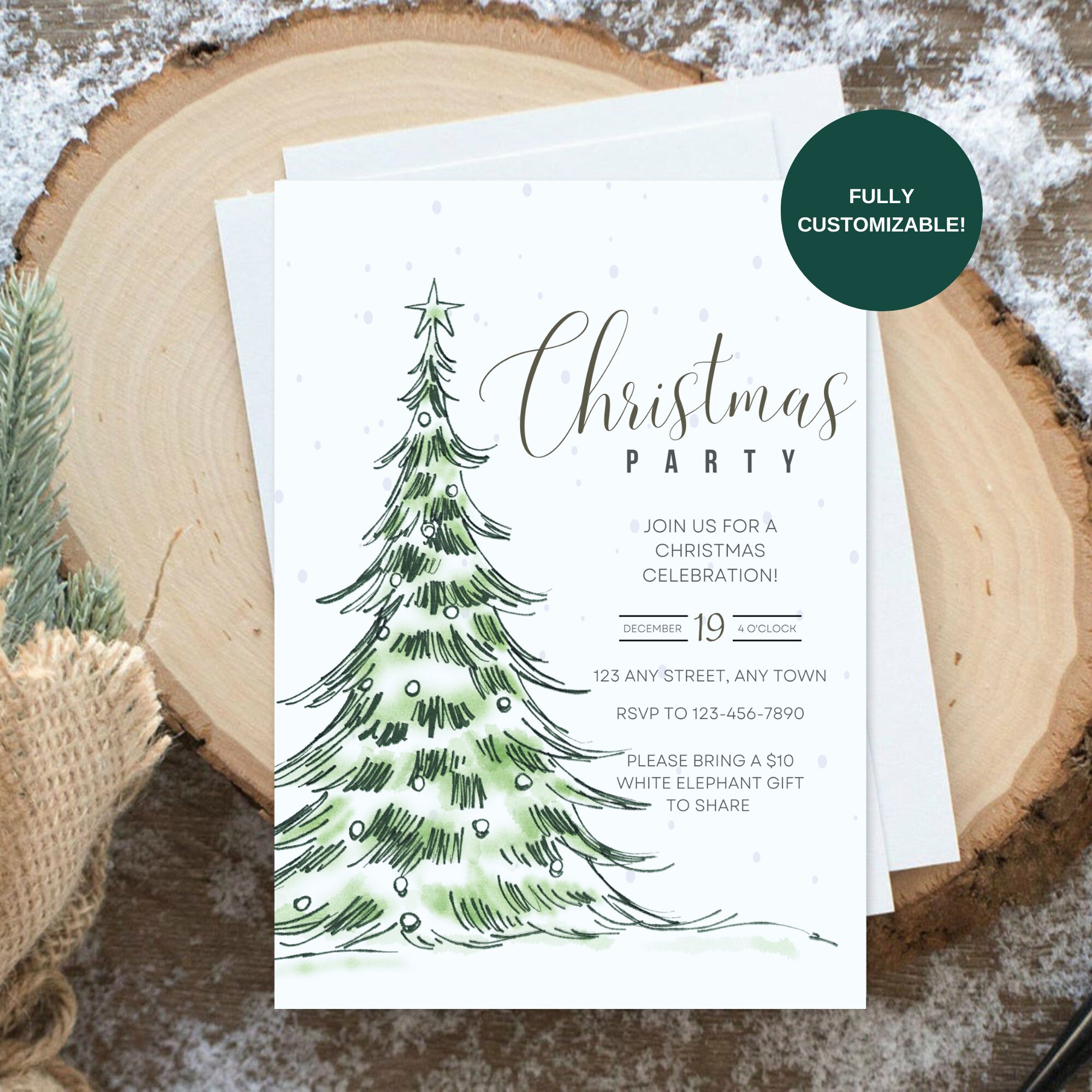 CUSTOMIZABLE Christmas Party Invitation, Printable, Editable, Christmas ...