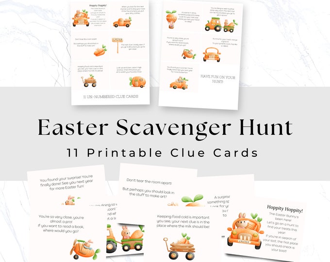 Easter Scavenger Hunt Bunny Clues Easter Egg Hunt Printables Easter ...
