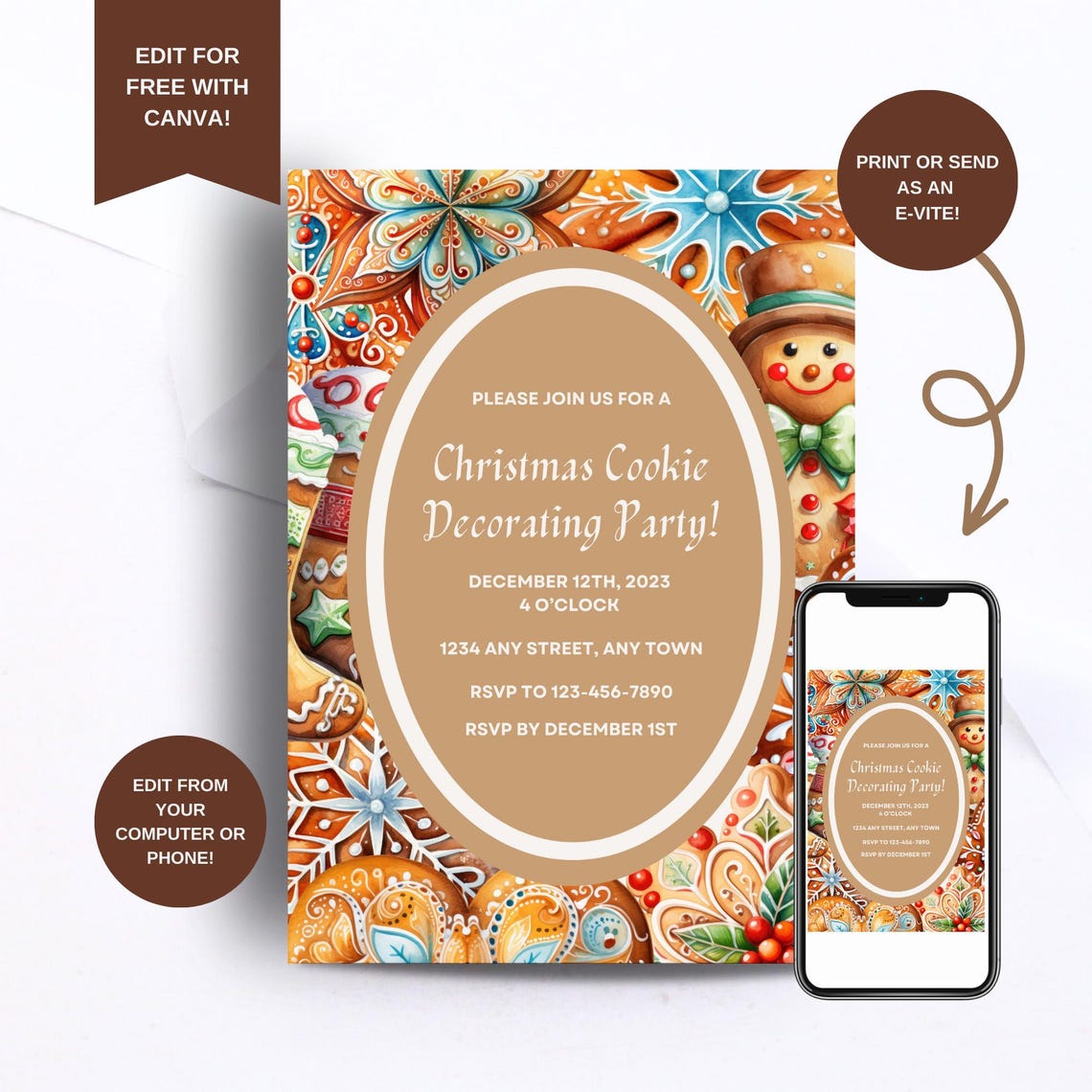 Christmas Cookie Decorating Party Invitation, Gingerbread Invite ...