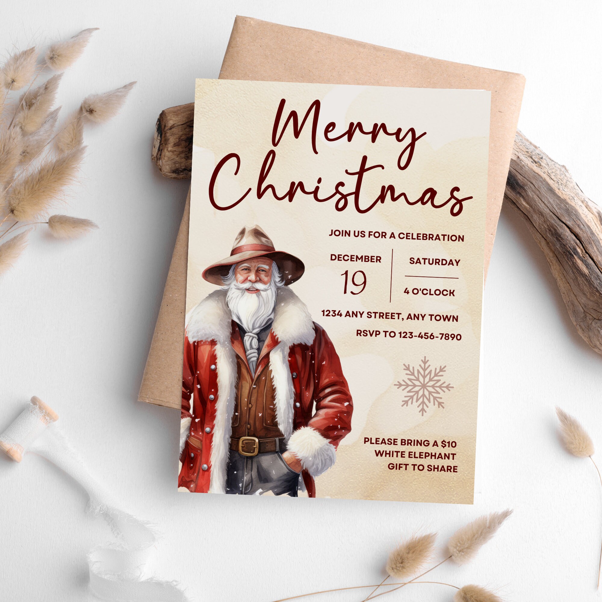 Western Christmas Party Invitations, Cowboy Holiday Invites, Christmas ...