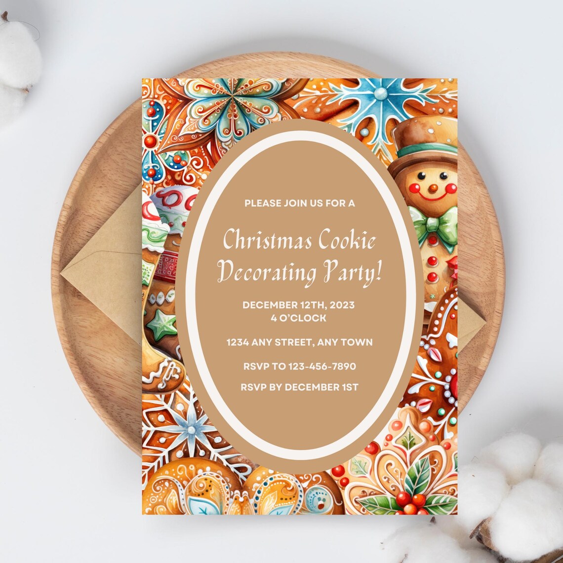 Christmas Cookie Decorating Party Invitation, Gingerbread Invite ...