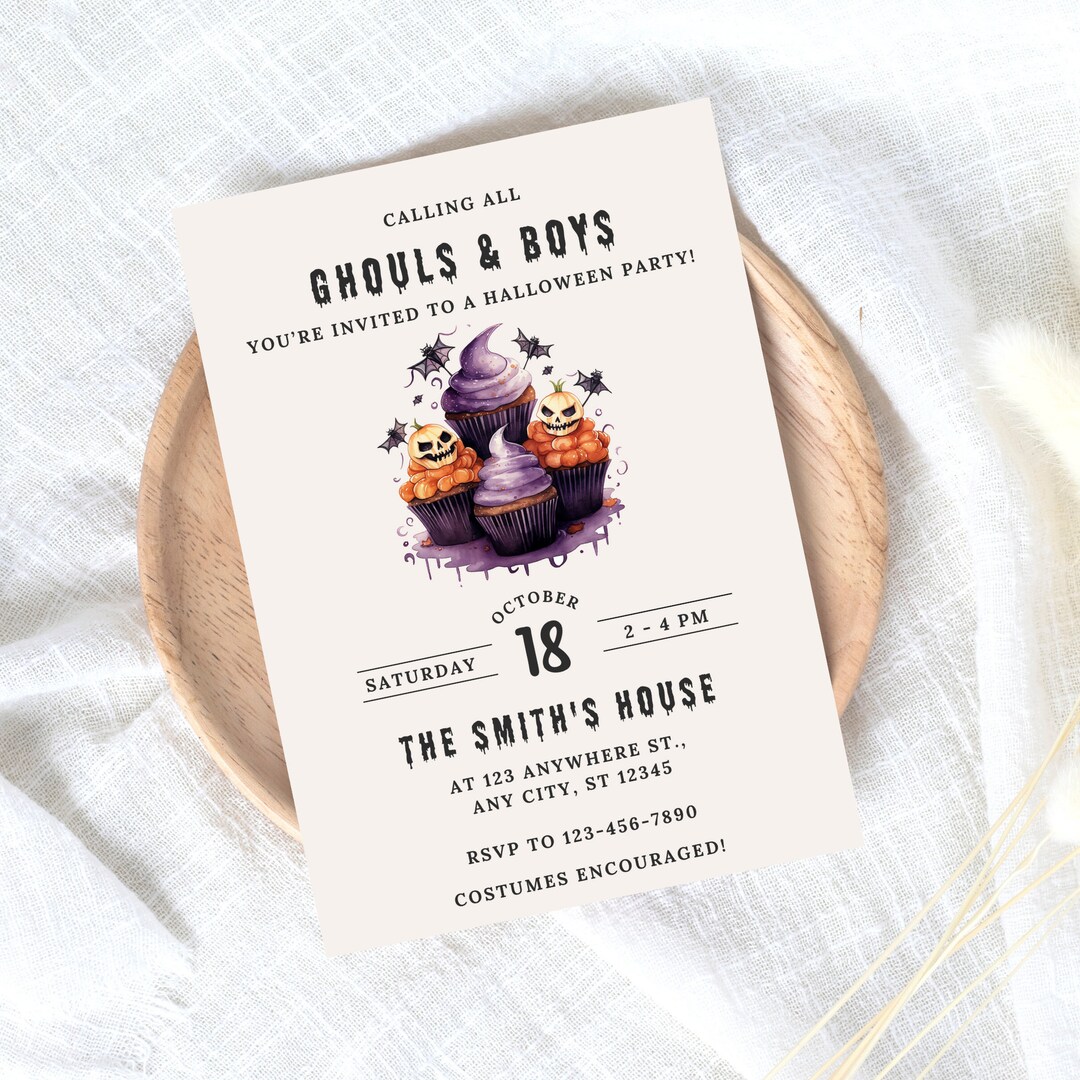 Calling All Ghouls and Boys Halloween Party Invitations Template ...