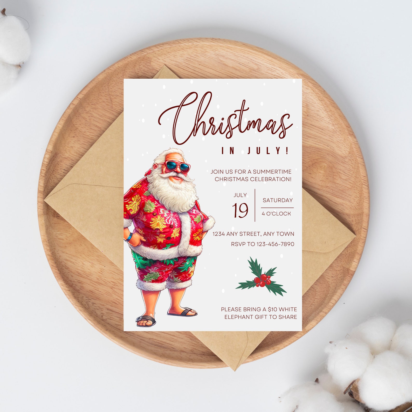 Christmas in July Invitation Template Holiday Party Summer - Etsy