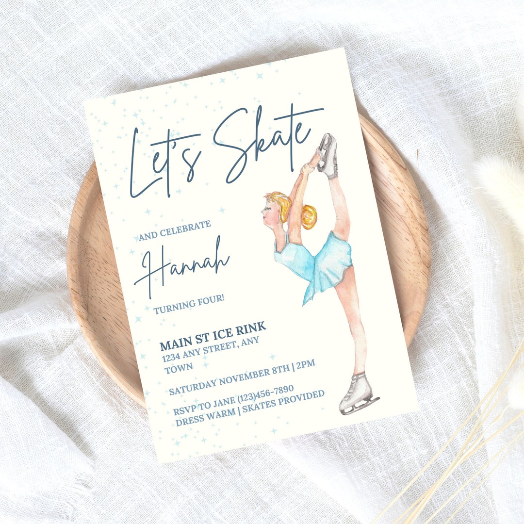 Invitation Ice Skating Party, Girls Birthday, 4th Bday, Skating Party ...