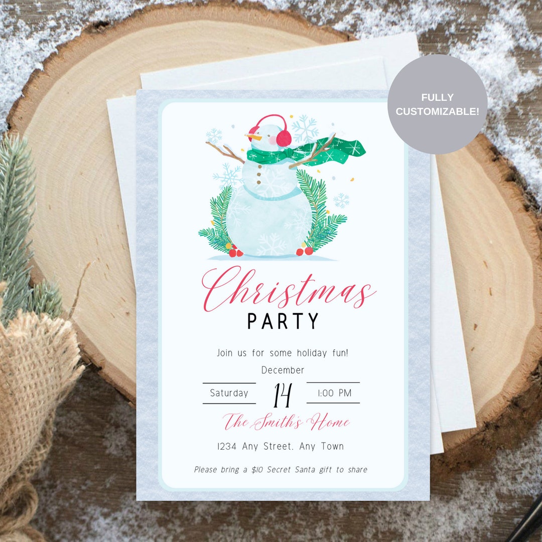 EDITABLE Snowman Invitation Template, Printable or E-vite - Etsy