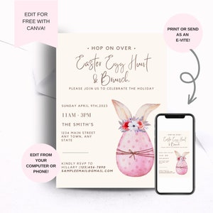 Easter Egg Hunt Invitation Template, Instant Download, Canva, Printable ...