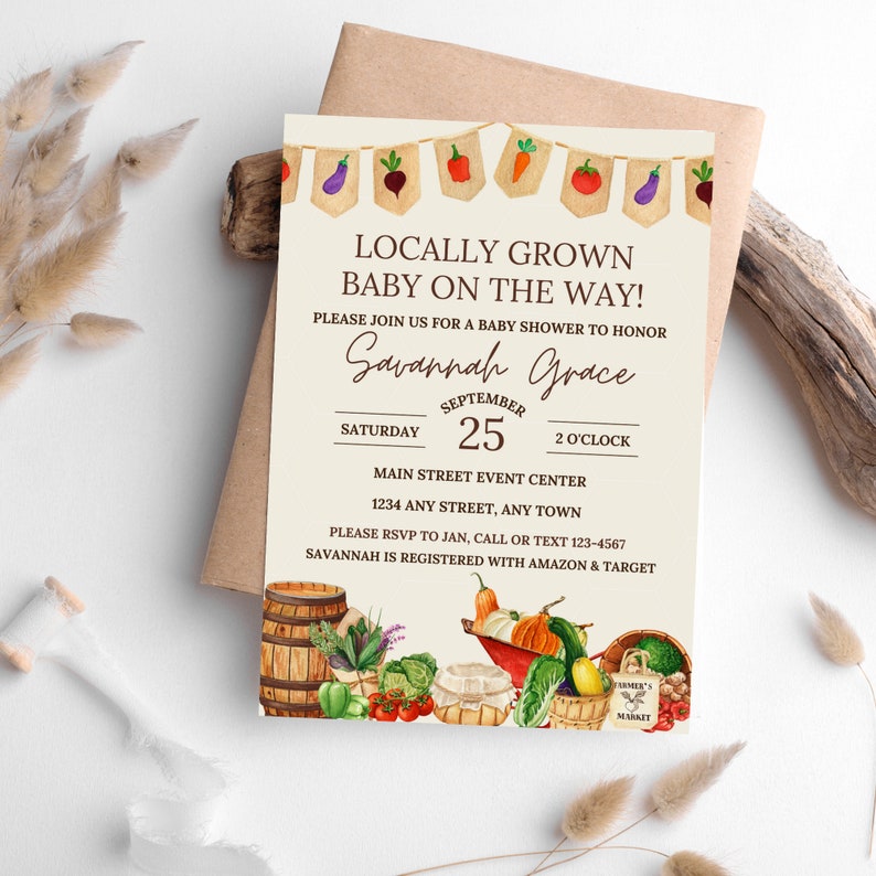 Locally Grown Baby Shower Invitation, Locally Grown Baby Invite ...