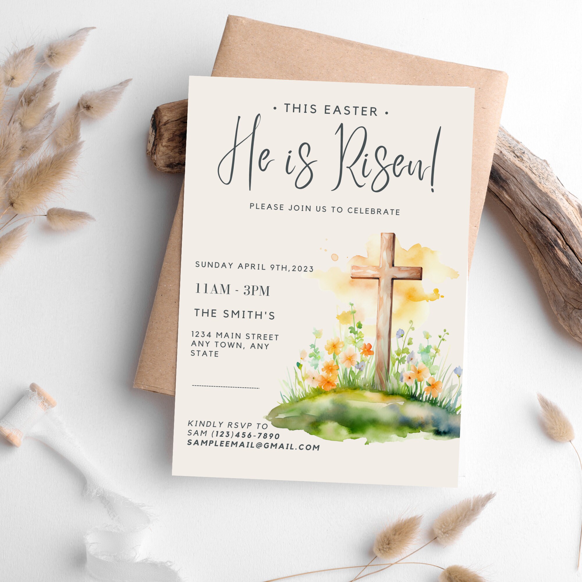 He is Risen Easter Invitation, Religious Easter Invite, Invitation to ...