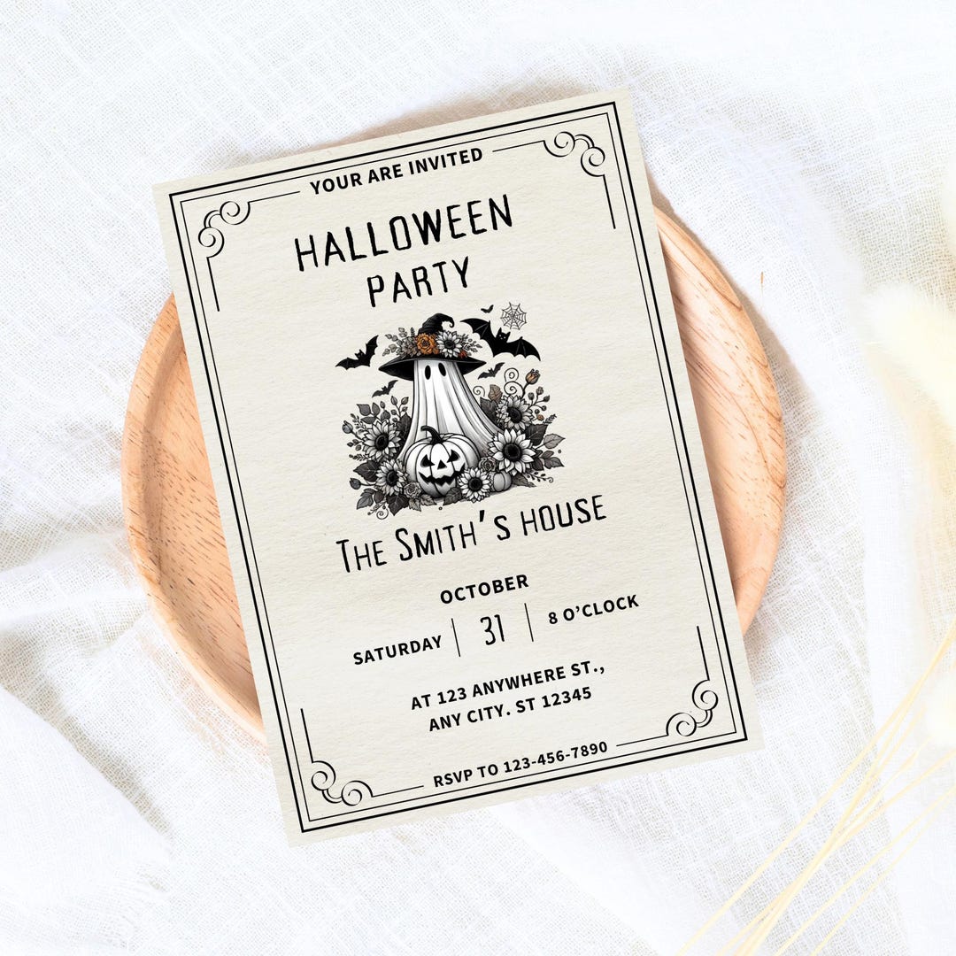 Downloadable Halloween Invitation Template, Ghost Invites, Not so Scary ...