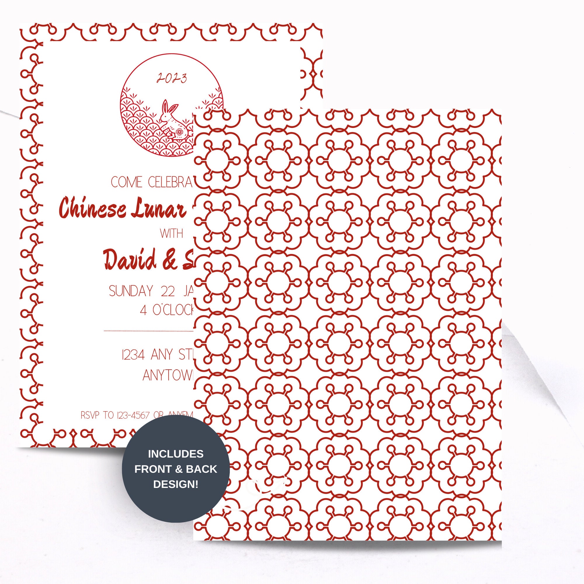 EDITABLE Chinese New Year Digital Invitation, Printable Invitation ...