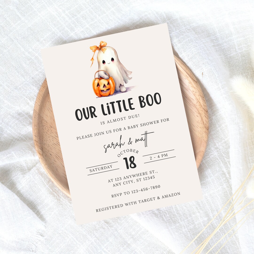 Little Boo Baby Shower Invitation, Fall Baby Sprinkle, Spooky ...
