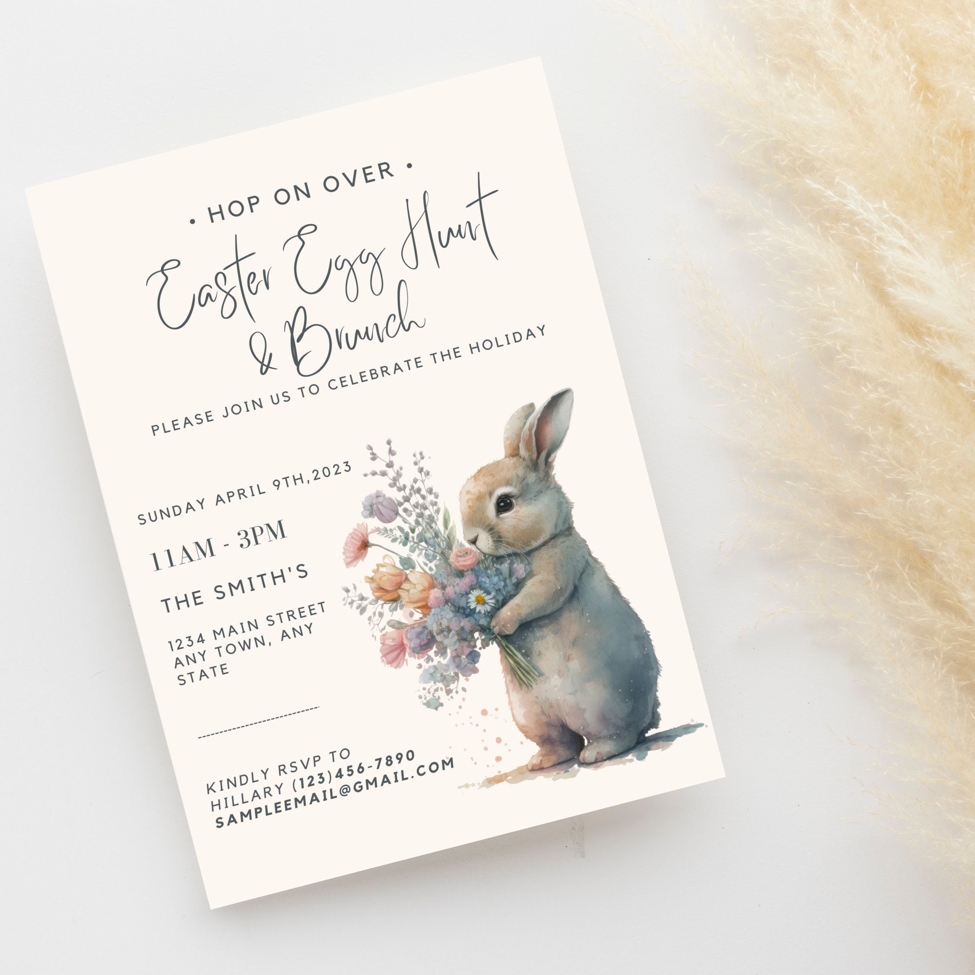 Easter Egg Hunt Invitation Template, Easter Brunch Egg Hunt Invite ...