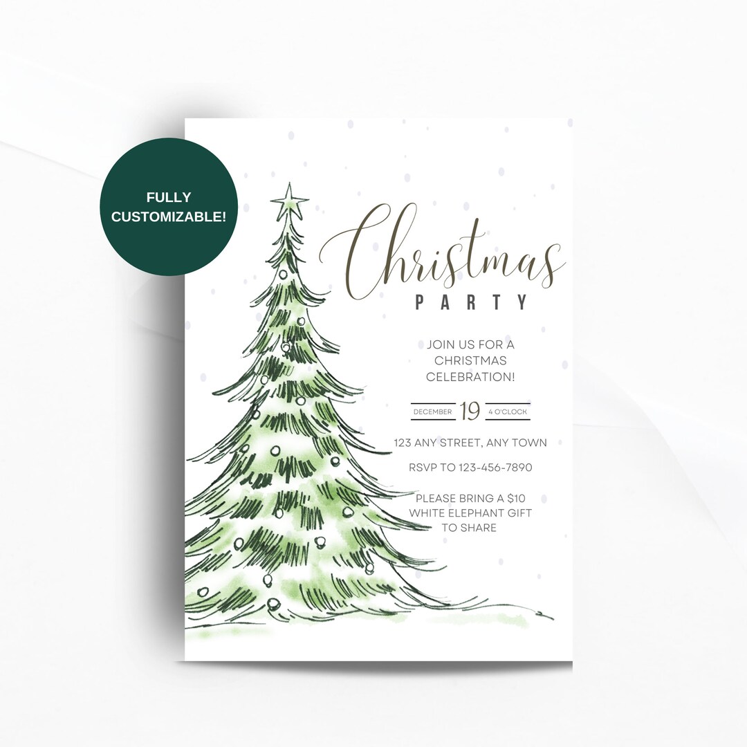 CUSTOMIZABLE Christmas Party Invitation, Printable, Editable, Christmas ...