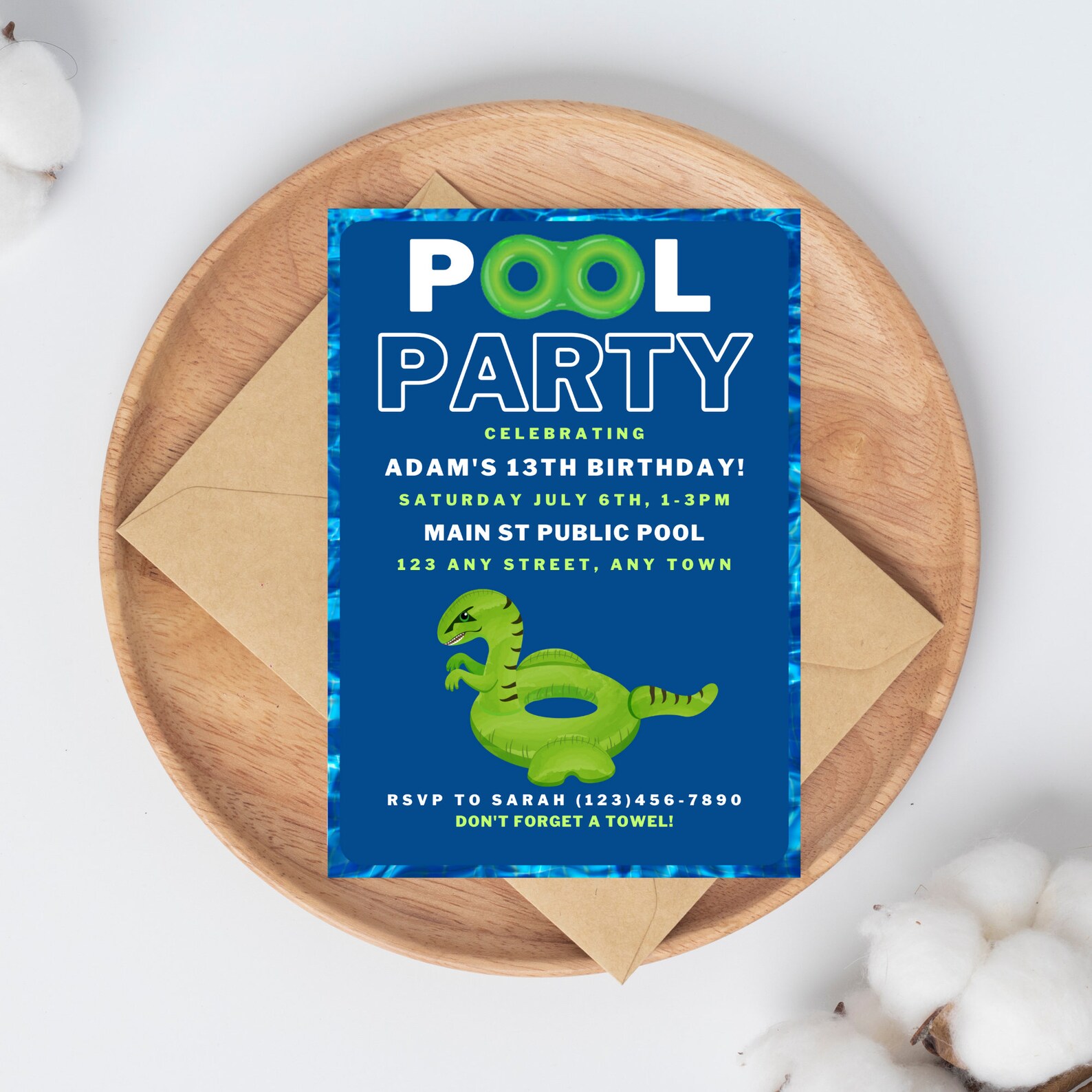 Downloadable Pool Party Invitation Template 13th Birthday - Etsy