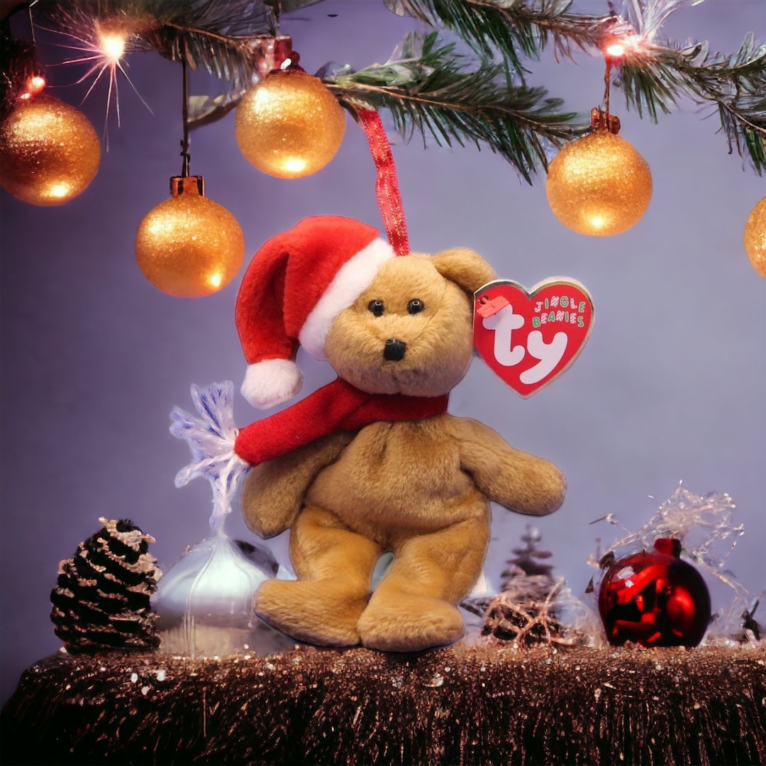 Teddy Bear Gift, Christmas Tree Ornament, Christmas Beanie Baby, TY ...