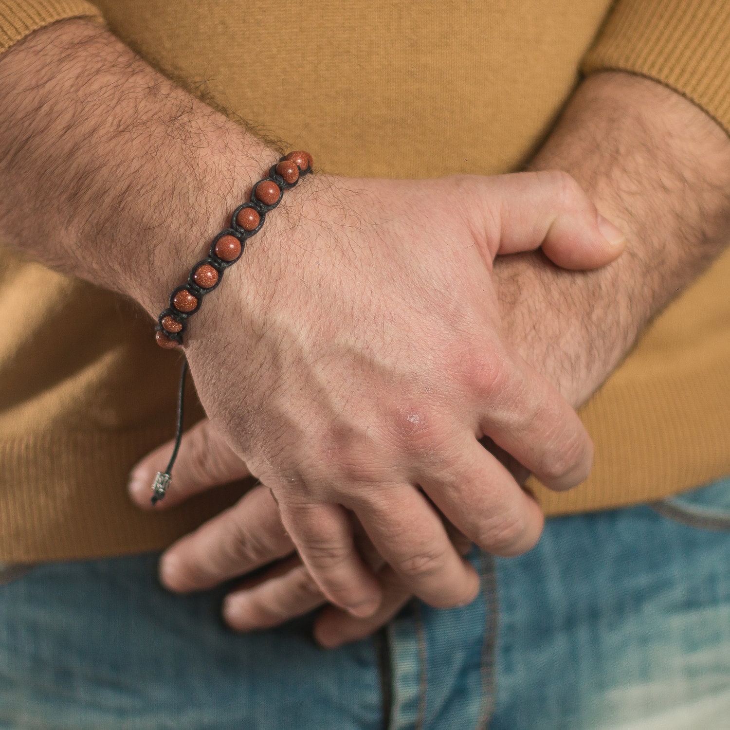Sunstone Bracelet Men, Healing Bracelet Men , Men's Gemstone Shamballa ...