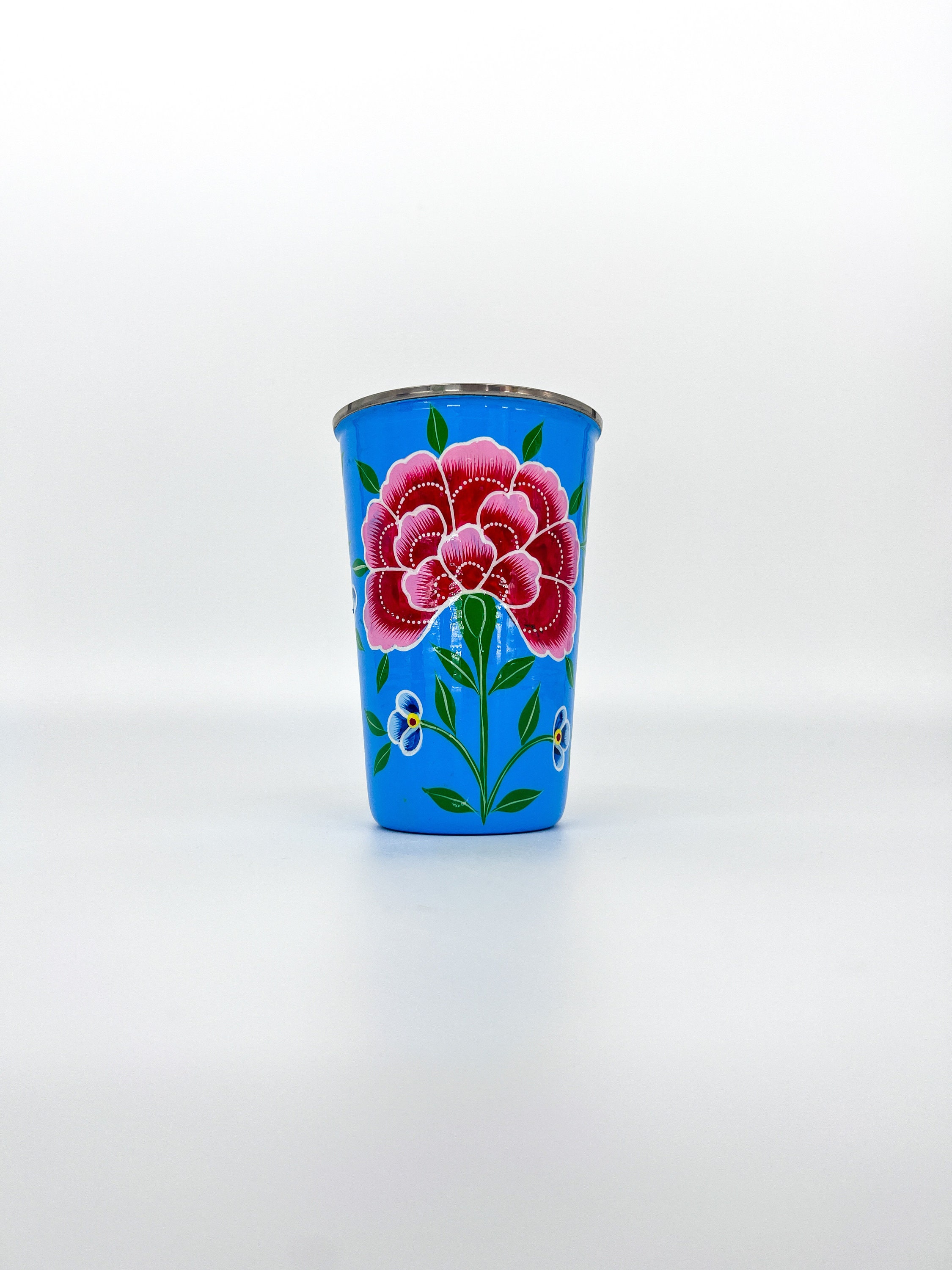 Flower Design Hand Painted Enamel Cup - Etsy