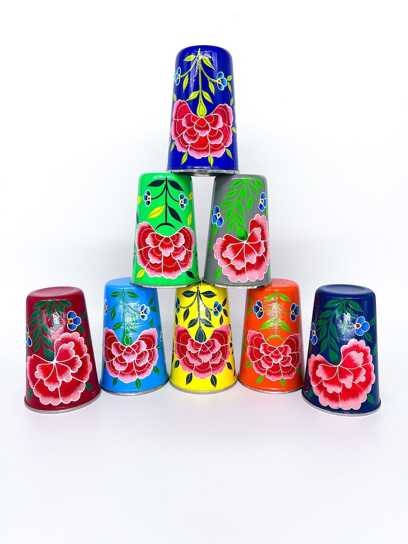 Flower Design Hand Painted Enamel Cup - Etsy