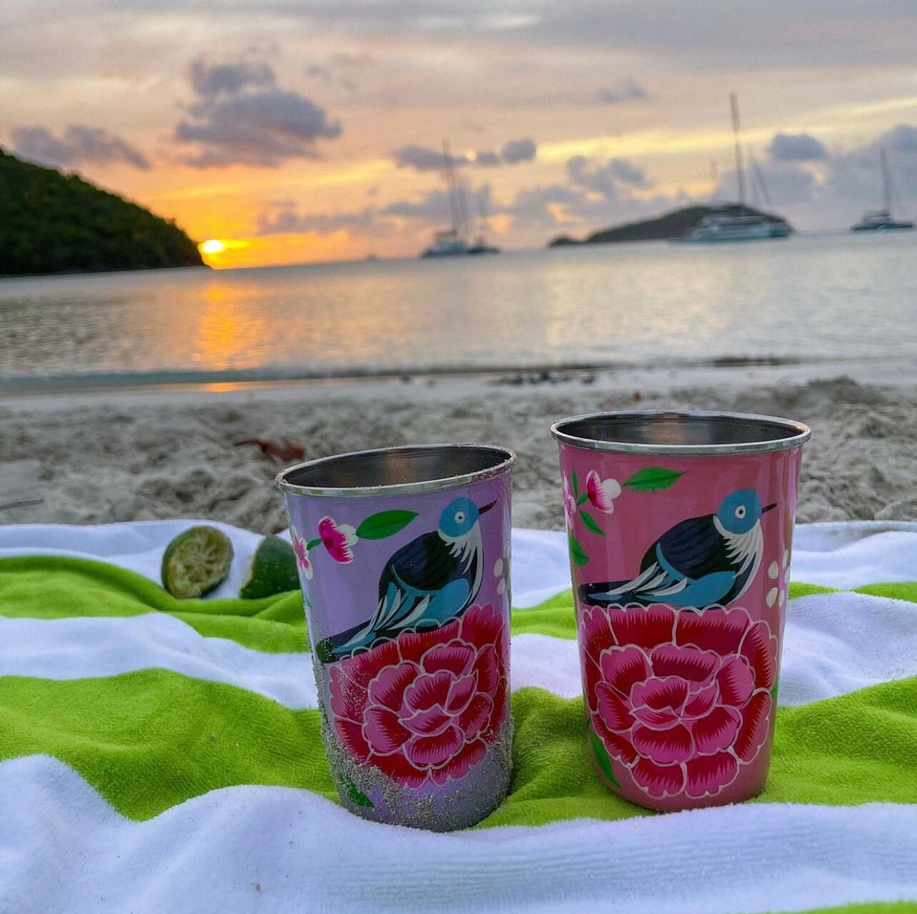 Bird Design Hand Painted Enamel Cup - Etsy