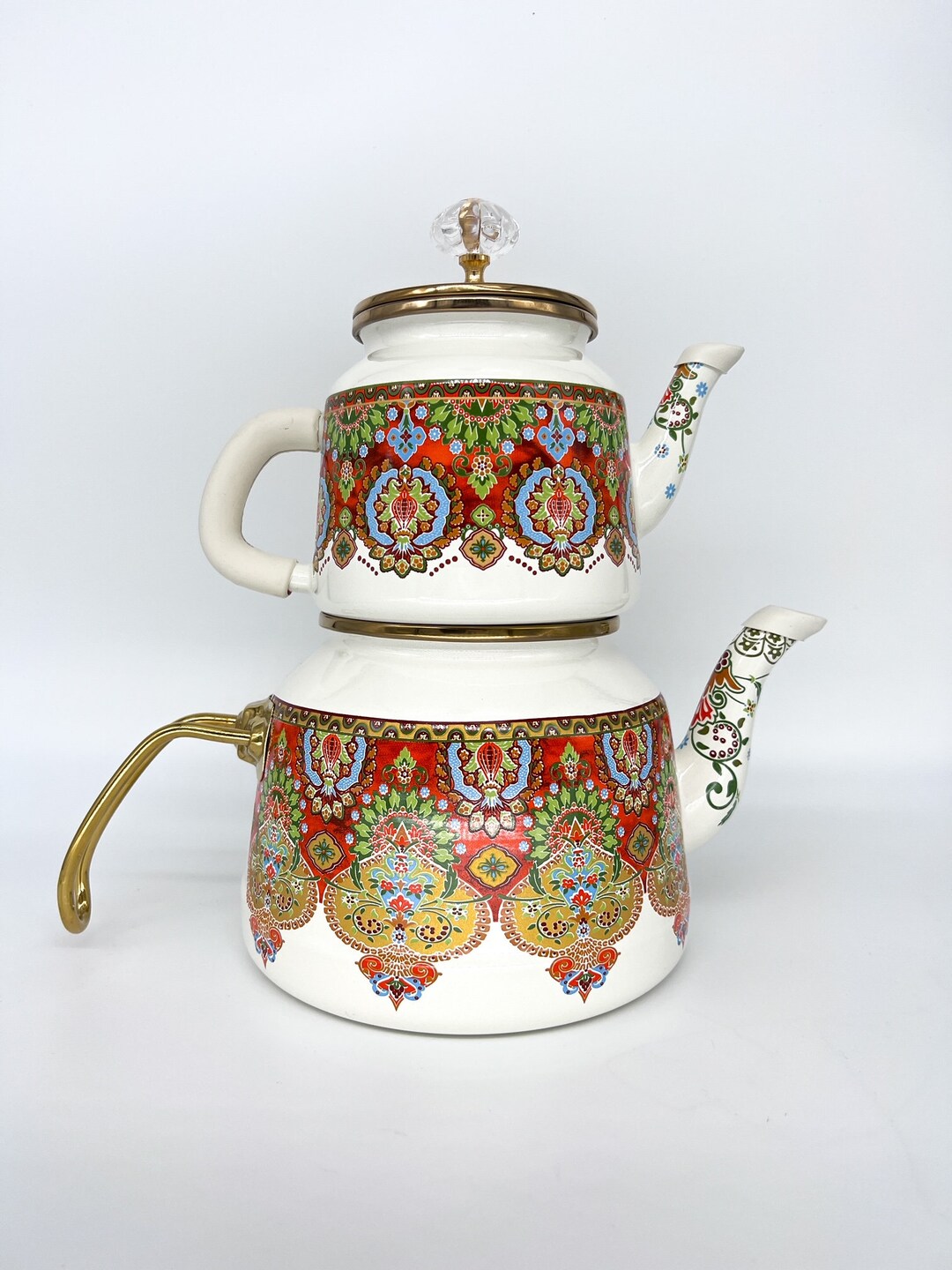 Enamel Two Tier Tea Pot Ethnic Mosaic Design - Etsy