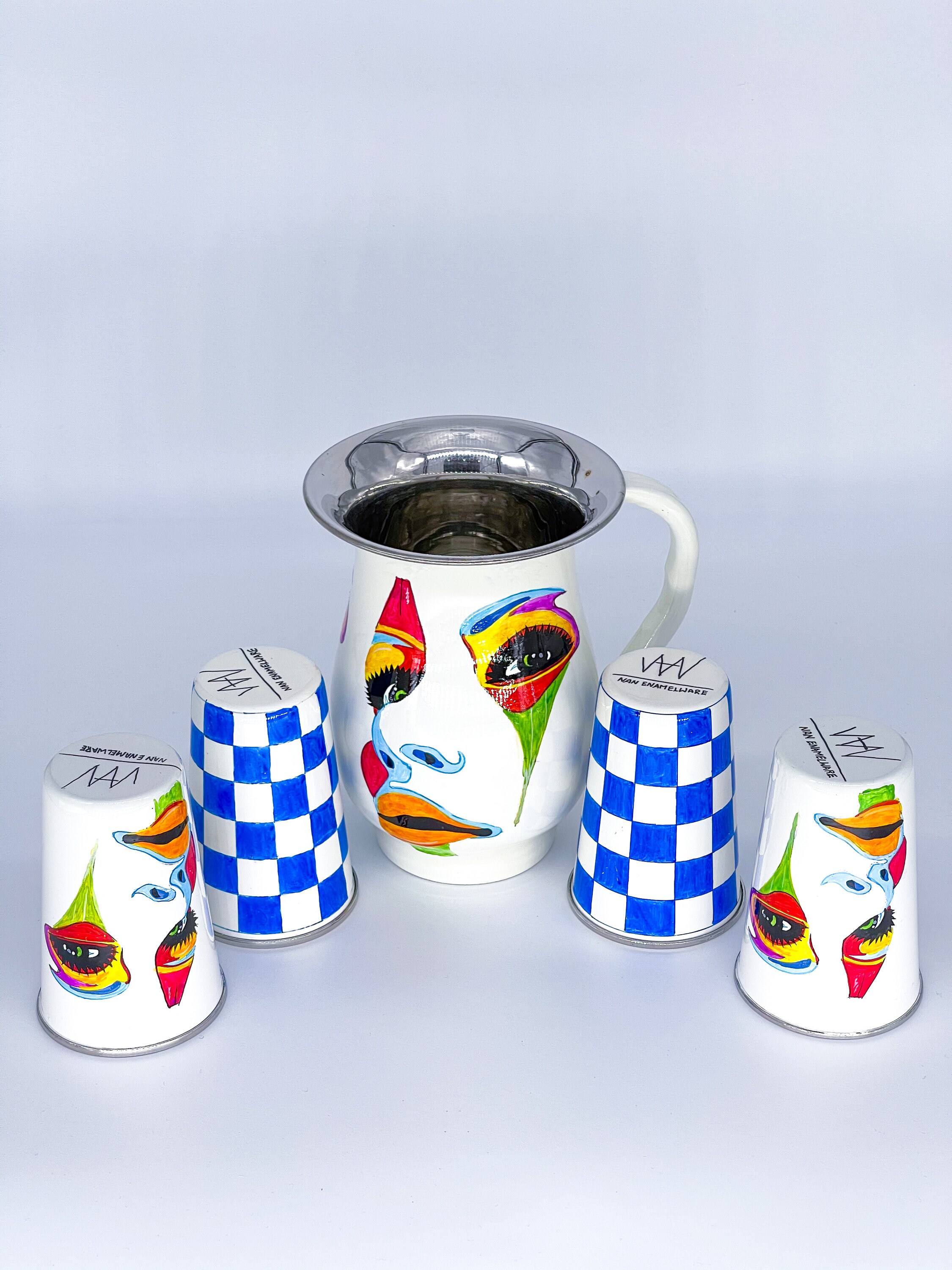 Woman Face White Hand Painted Enamel Cup - Etsy