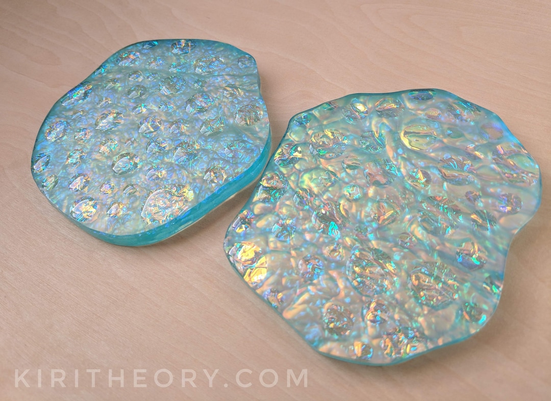 Opal Effect Ocean Resin Art Coasters Iridescent Mermaid Tabletop Decor ...