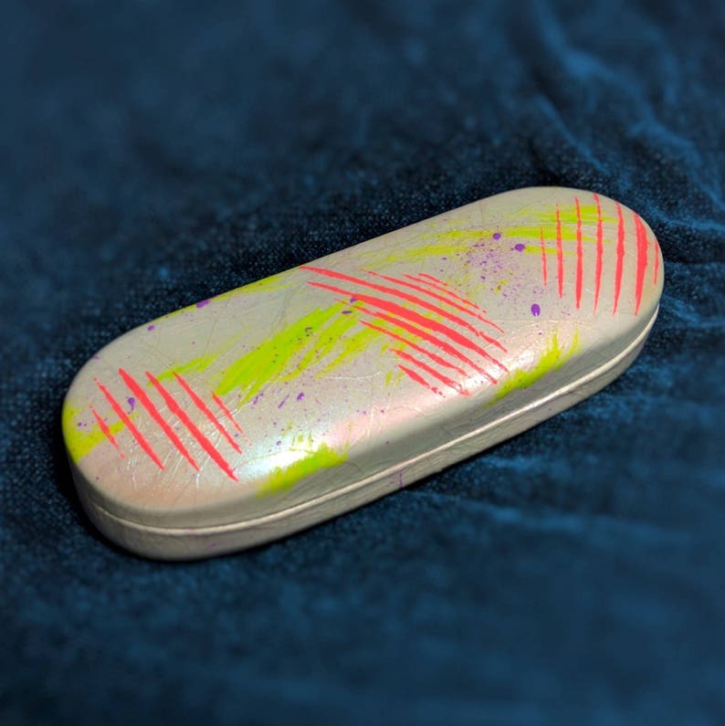 1980's Fashion Iridescent Eyeglass Case, Memphis Design Style Glasses ...
