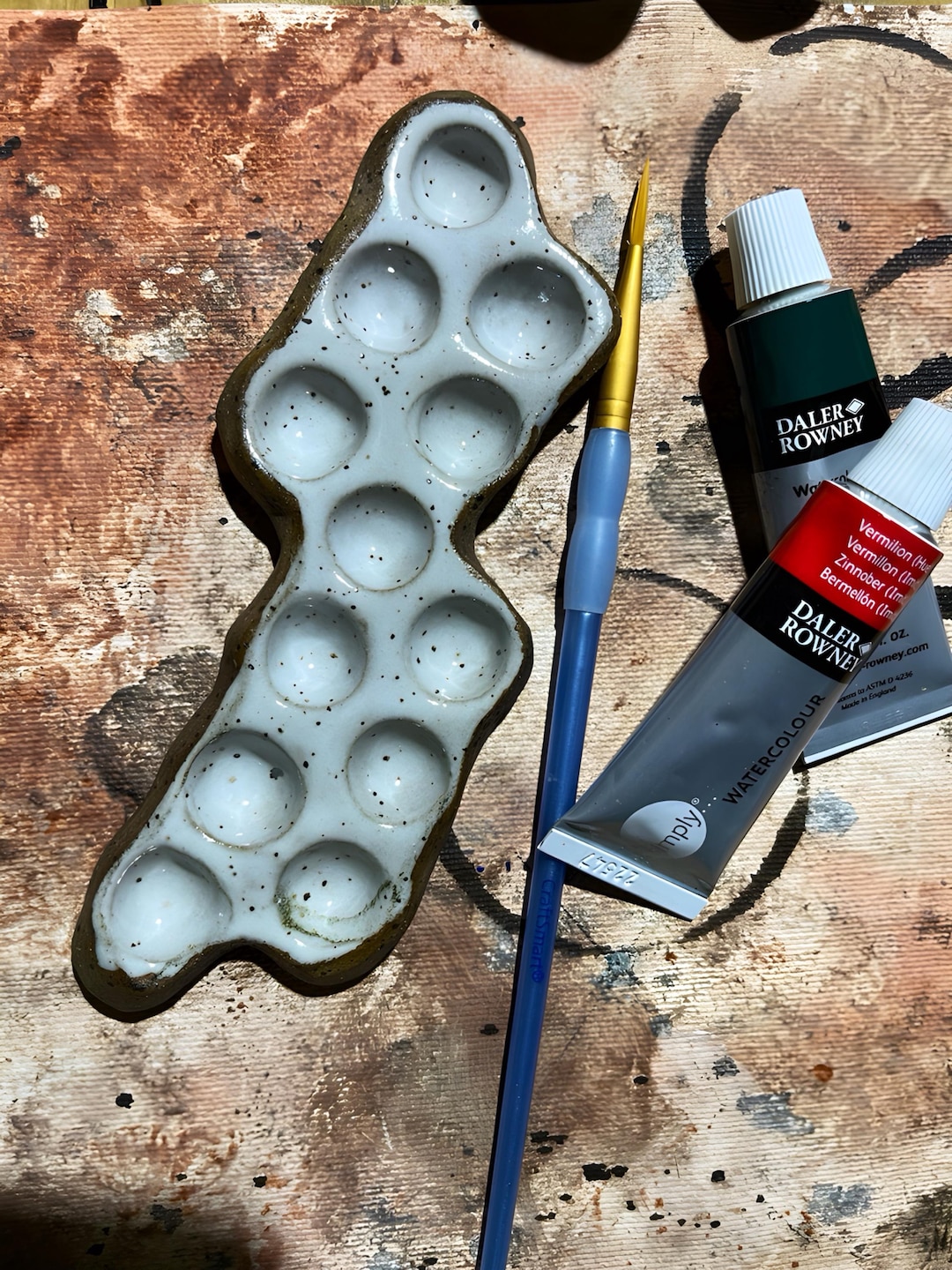 River Bone – Handmade Ceramic Watercolor Palette, Organic Paint Mixing ...