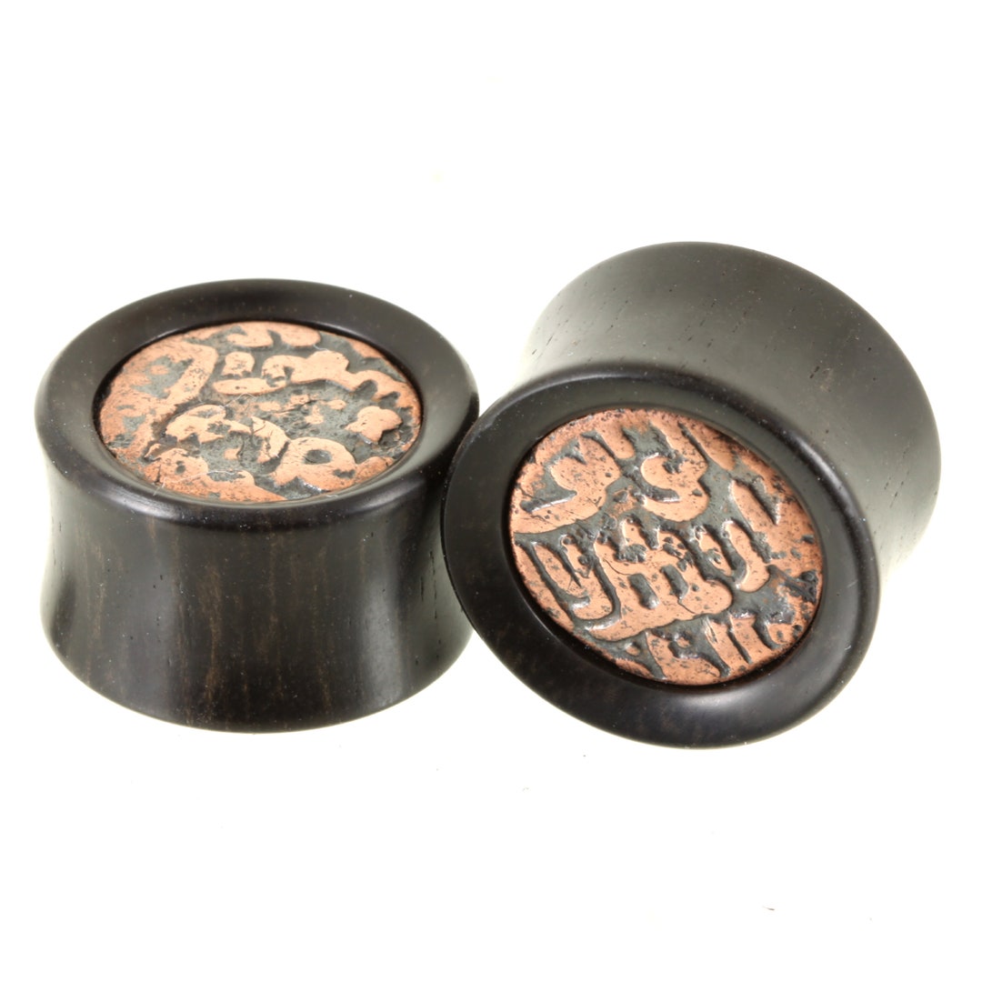 Ebony Wood Plugs 22mm | Copper Bhim Shahi Takka 18th-century Coin Inlay ...