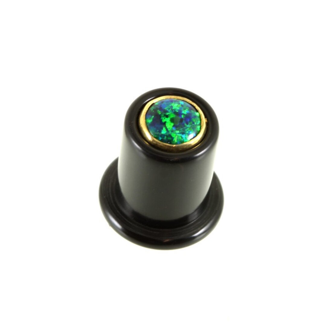 Delrin Philtrum Plug | Black Opal Inlay | Custom Stone Inlay Lip Plug ...