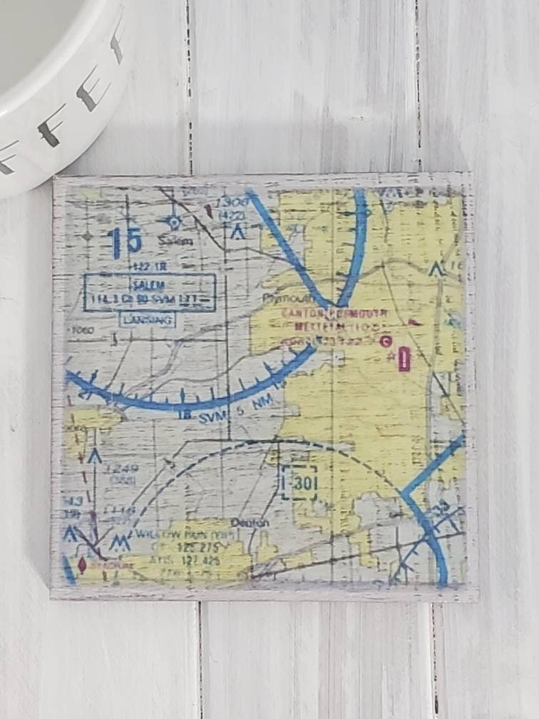 DTW Detroit Aviation Chart Coasters Set of 4 VFR Charts - Etsy