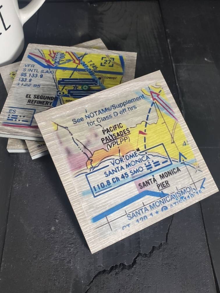 LAX Los Angeles California Charts Aviation Chart Coasters VFR Charts ...