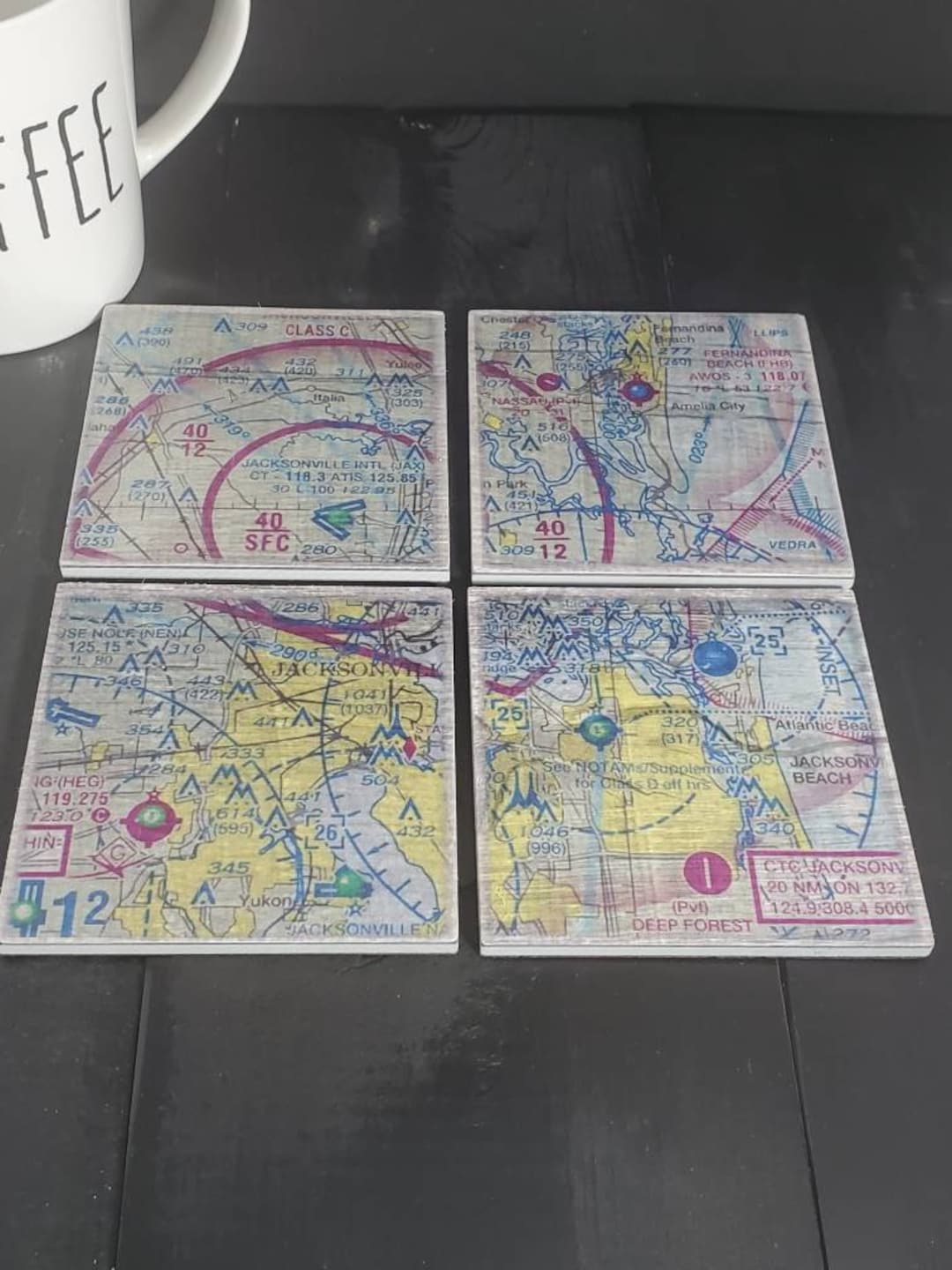 Jacksonville JAX Aviation Charts VRF Coasters Set of 4 - Etsy
