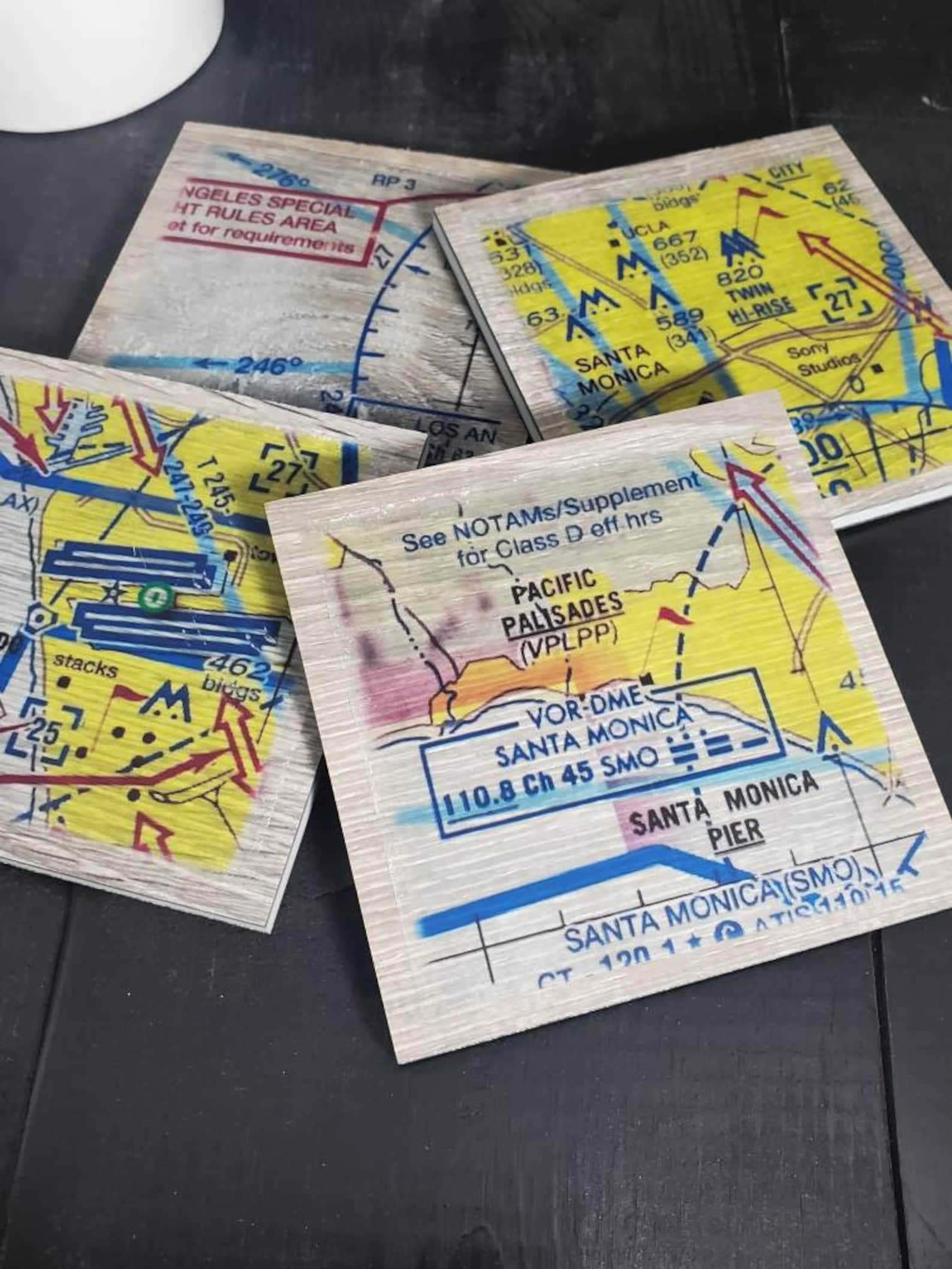 LAX Los Angeles California Charts Aviation Chart Coasters VFR Charts ...