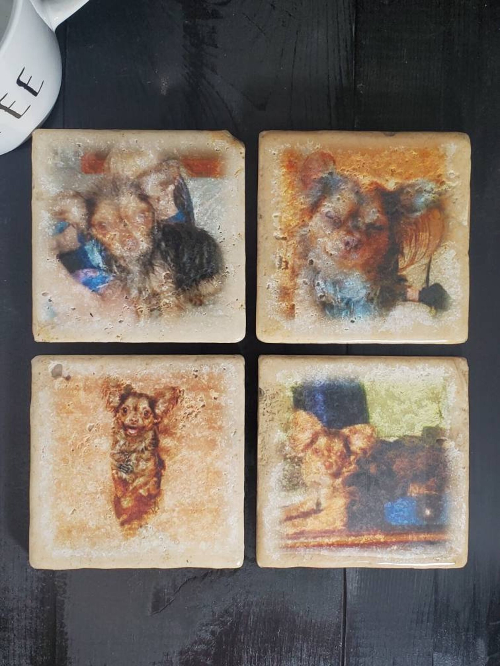 Stone Coasters With Photo Set of 4 Custom Picture Coasters. Epoxy ...