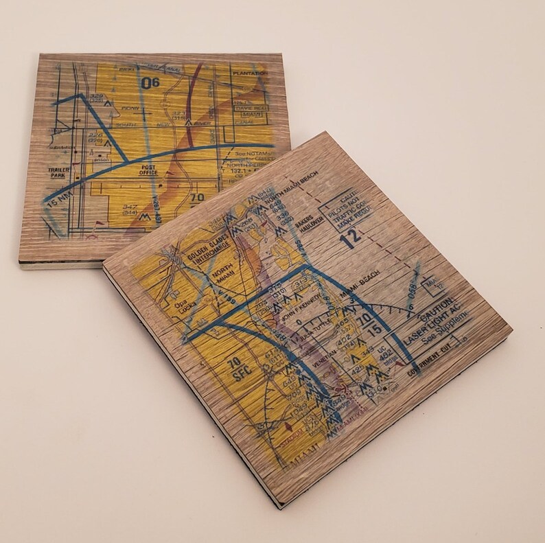 Ft. Lauderdale FLL Aviation Chart Coasters Set of 4 VFR Charts Coasters ...