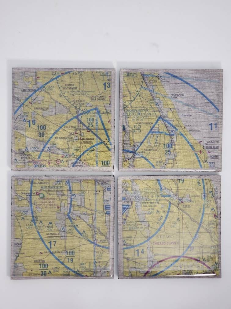 Chicago VFR Aviation Charts Aviation Chart Coasters VFR Charts Coasters ...