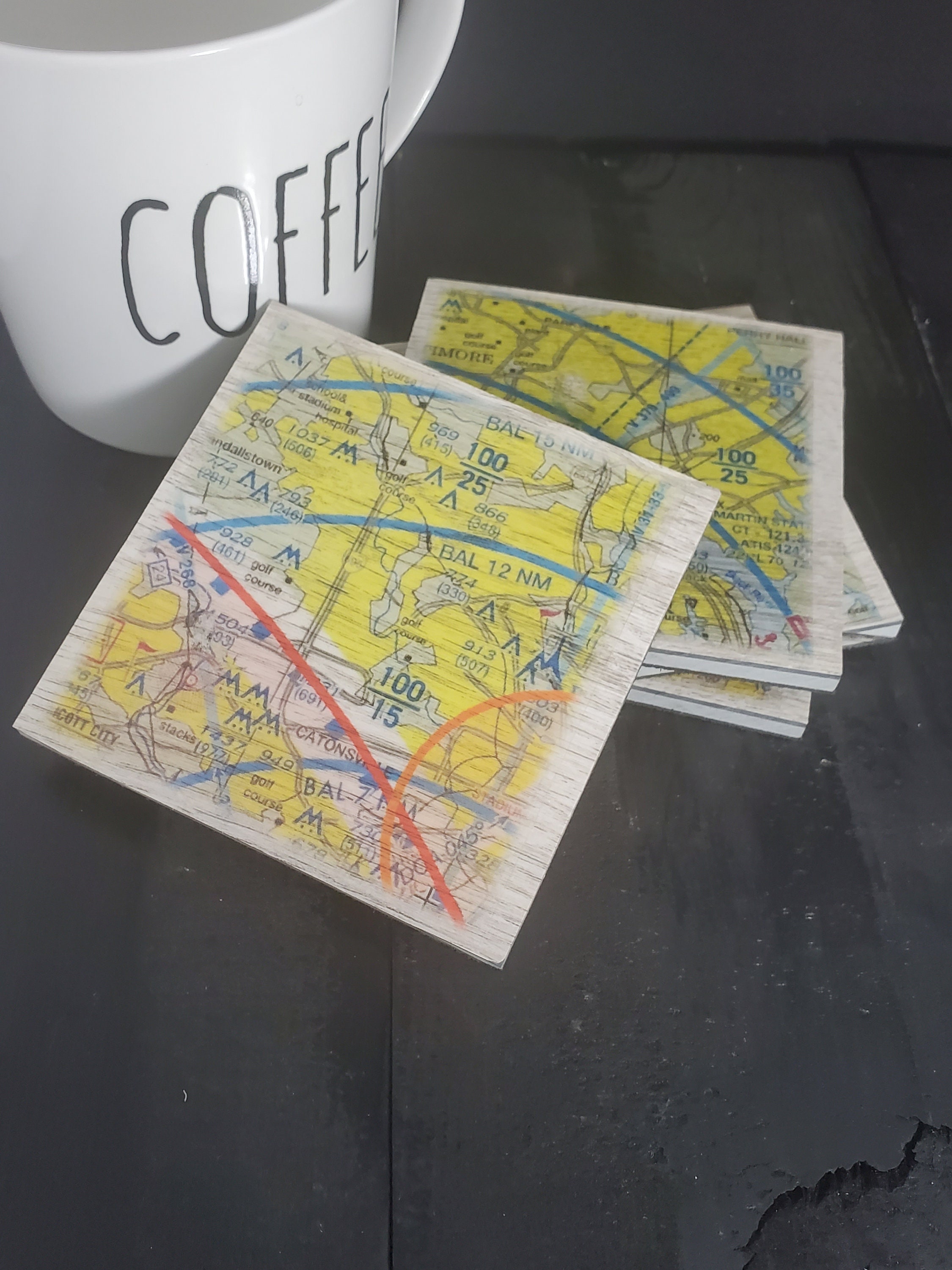 BWI Baltimore VFR Aviation Charts Aviation Chart Coasters VFR Charts ...