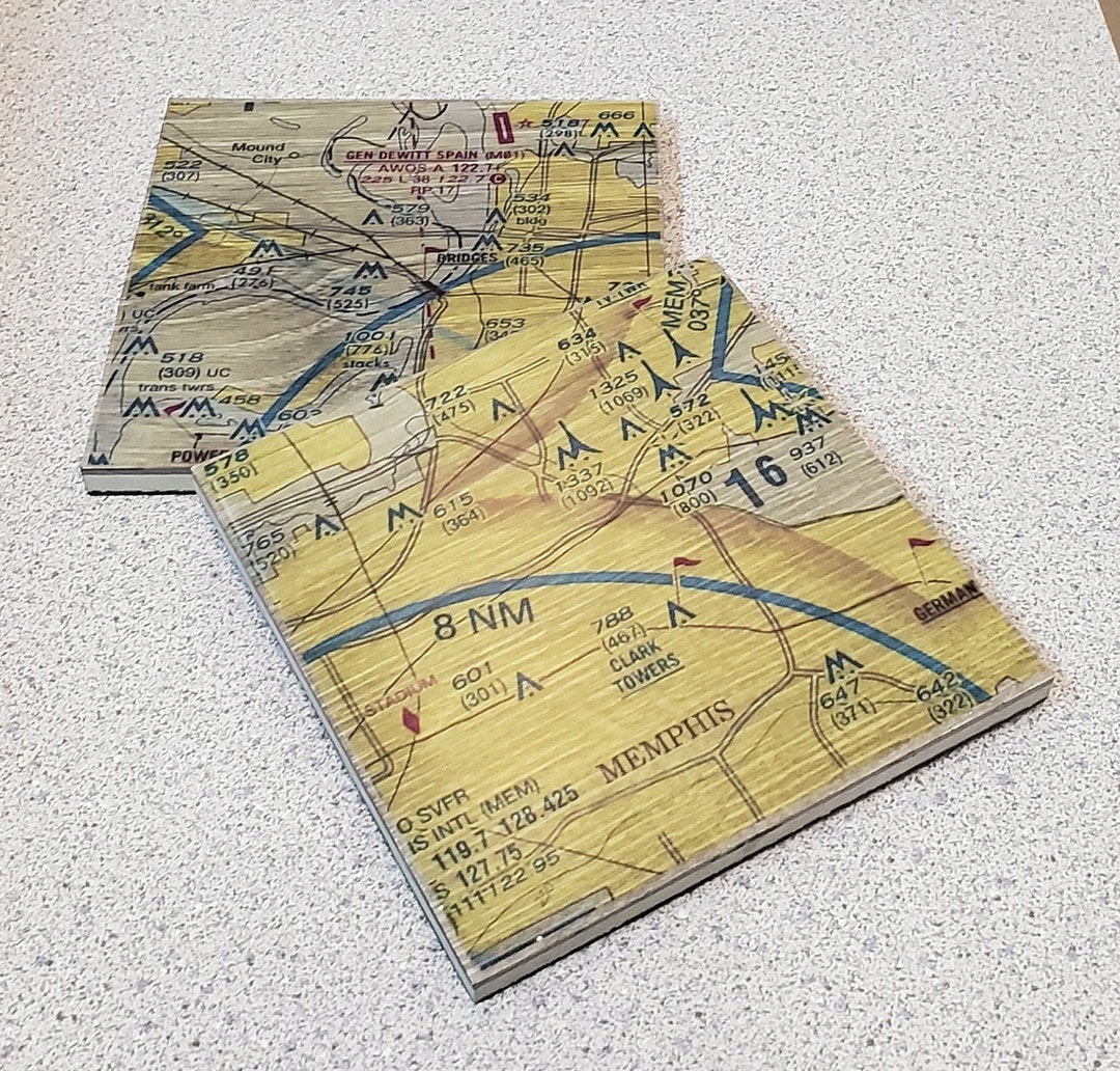 Memphis MEM Aviation Chart - Set of 4 Coasters - Etsy