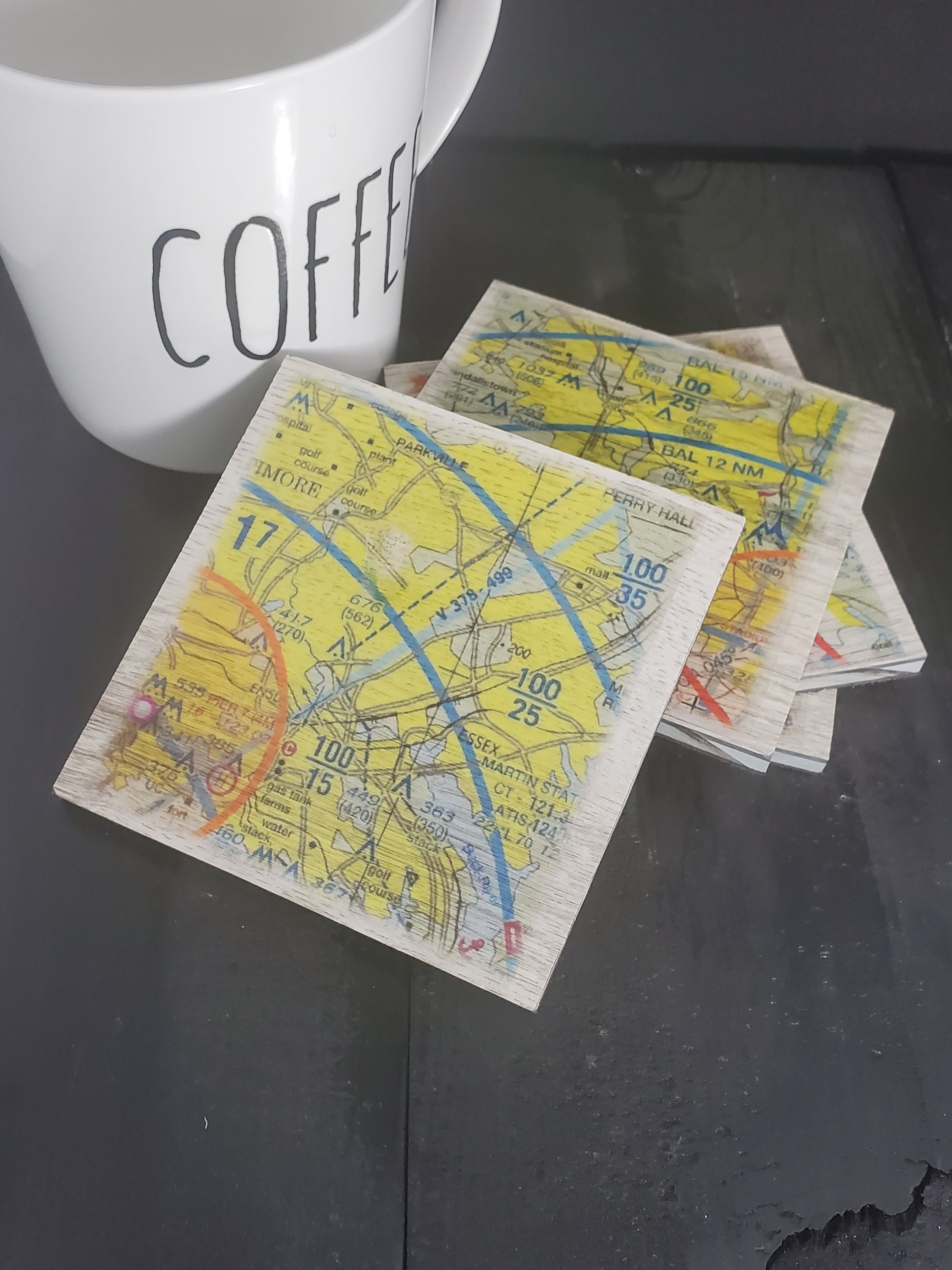 BWI Baltimore VFR Aviation Charts Aviation Chart Coasters VFR Charts ...