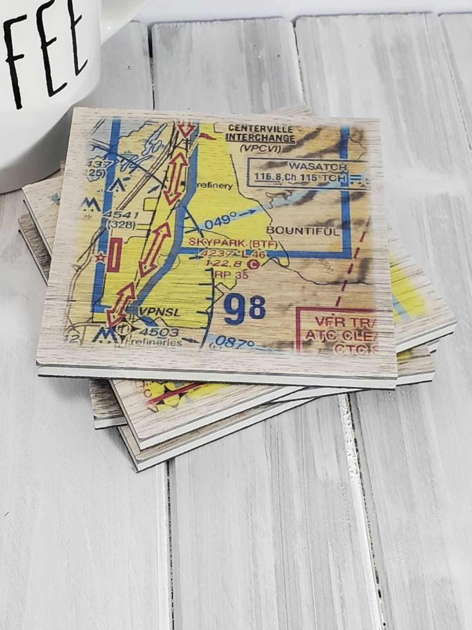 SLC Salt Lake City Aviation Chart Coasters Set of 4 - VFR Charts ...