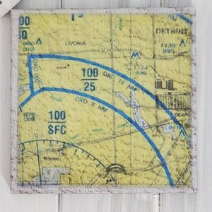 DTW Detroit Aviation Chart Coasters Set of 4 - VFR Charts Coasters Set ...