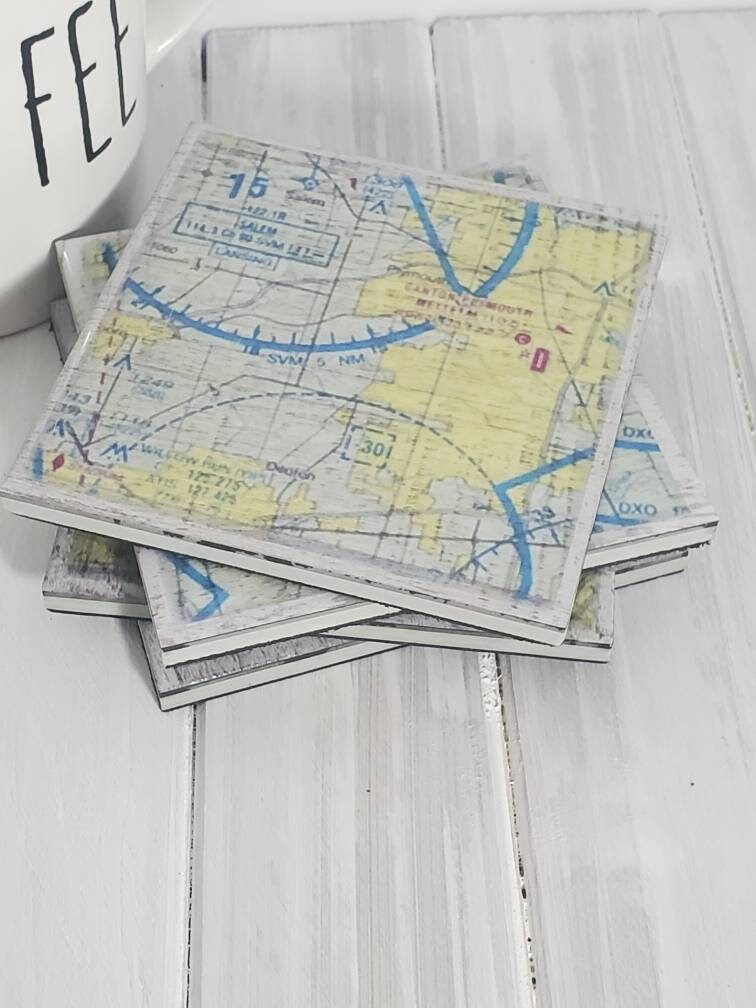 DTW Detroit Aviation Chart Coasters Set of 4 VFR Charts - Etsy